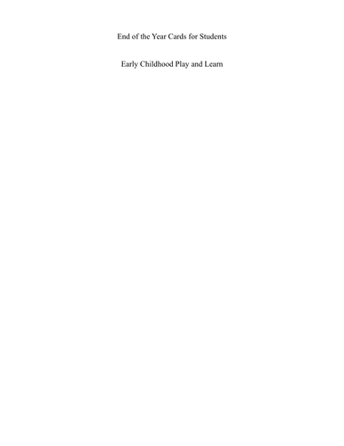 End of the Year Cards for Students | Teaching Resources