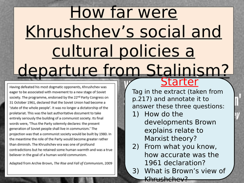 AQA A-Level Tsarist & Communist Russia Lesson 94 (Khrushchev & Society ...