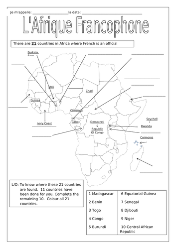 French - Le Monde Francophone - Worksheets | Teaching Resources