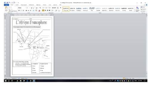 French - Le Monde Francophone - Worksheets | Teaching Resources
