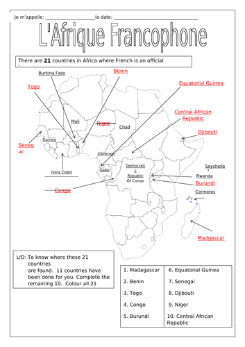 French - Le Monde Francophone - Worksheets | Teaching Resources