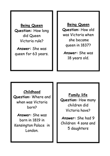 QUIZ QUIZ TRADE CARDS QUEEN VICTORIA | Teaching Resources