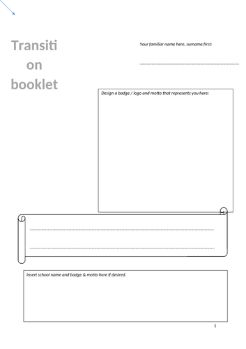 Transition booklet: 1st 3 lessons, workbook with instructions and ...