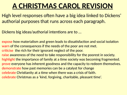 A Christmas Carol Final Revision lesson of big ideas using the top 50 ...