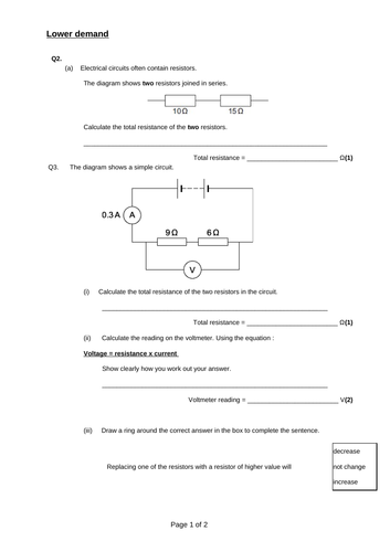 resistance GCSE 9-1 | Teaching Resources