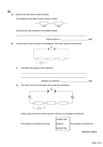 resistance GCSE 9-1 | Teaching Resources