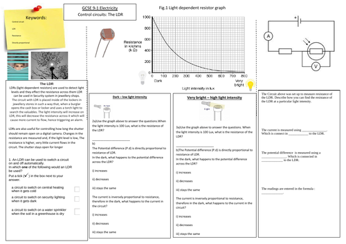 Control and sensing circuits GCSE 9-1 | Teaching Resources Control and sensing circuits GCSE 9-1 | Teaching Resources