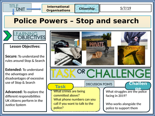 Stop & Search - Police Service | Teaching Resources