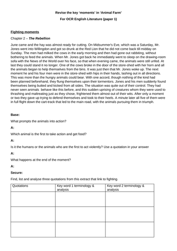 Revise the key ‘moments’ in ‘Animal Farm’ For OCR English Literature ...