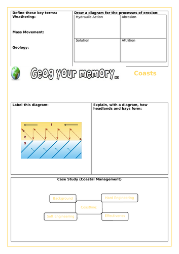 'Geog your memory' Physical Geography Worksheets | Teaching Resources