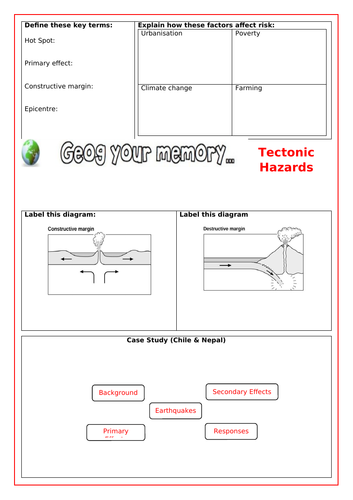 'Geog your memory' Physical Geography Worksheets | Teaching Resources