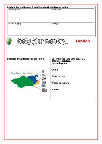 'Geog Your Memory' Human Geography Worksheets | Teaching Resources