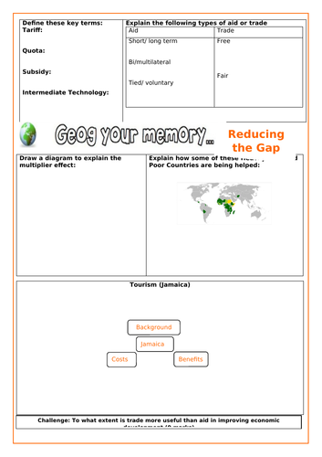 'Geog Your Memory' Human Geography Worksheets | Teaching Resources