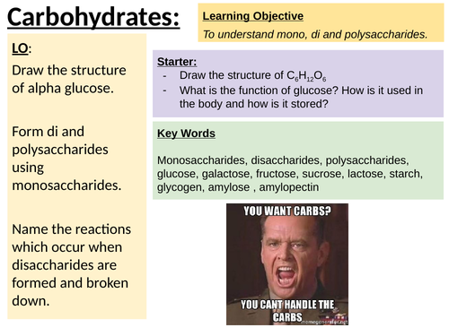 IAS / IAL Edexcel Biology Unit 1 Topic 1: Carbohydrates | Teaching ...