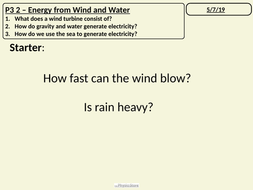 KS4 GCSE Physics AQA P3 2 Energy from Wind and Water Lesson Bundle ...
