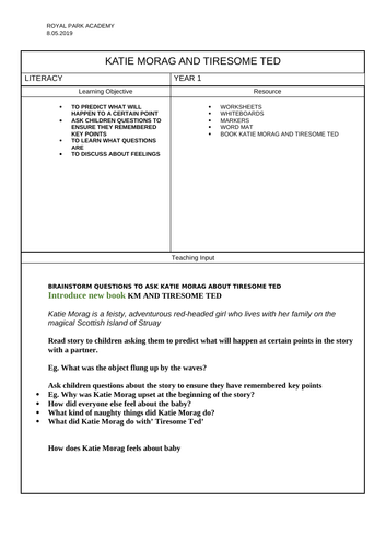 Katie Morag and the Tiresome Ted-Lesson Plan-Literacy | Teaching Resources