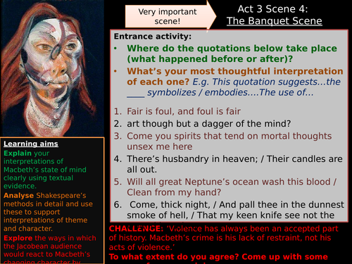 Macbeth Act 3 Scene 4 - Banquo's Ghost | Teaching Resources