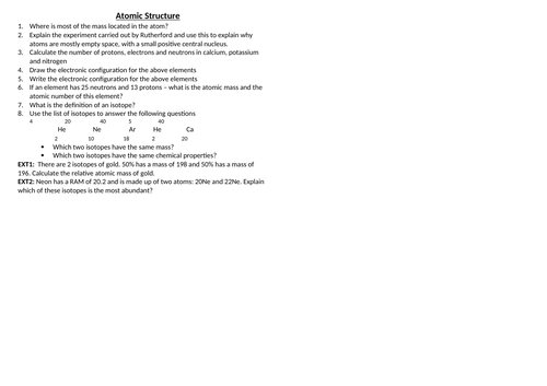 AQA GCSE 9-1 CHEMISTRY UNIT 1.1 Atomic structure, model, symbols ...