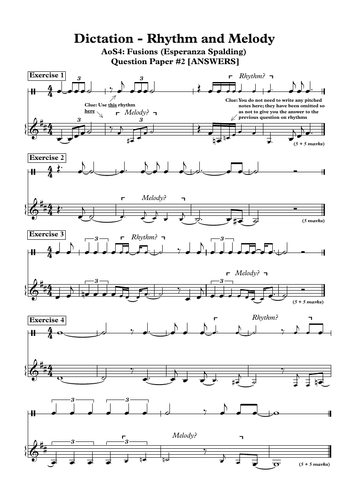 GCSE MUSIC DICTATION - RHYTHM & MELODY (AoS 4 - Fusions - Esperanza ...