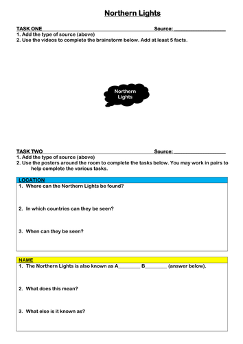 Northern Lights Lesson | Teaching Resources