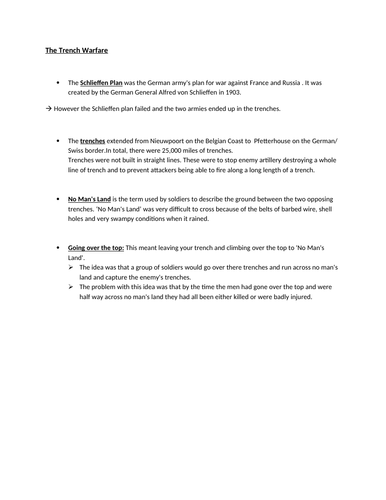 The Trenches - World War 1 | Teaching Resources