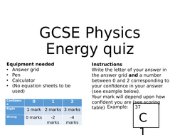 GCSE Physics - Energy revision quiz | Teaching Resources