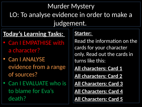 An Inspector Calls: Murder Mystery | Teaching Resources