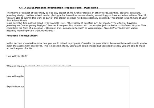 ART A LEVEL PERSONAL INVESTIGATION - Bundle | Teaching Resources