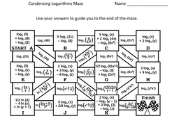 Condensing Logarithms Activity: Math Maze | Teaching Resources