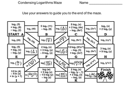 Condensing Logarithms Activity: Math Maze | Teaching Resources