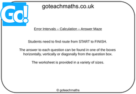 Calculations with Error Intervals - Answer Maze | Teaching Resources