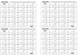 Solving Quadratic Equations when B = 0 - Answer Maze | Teaching Resources