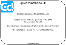Quadratic Equations with No Solution - Link | Teaching Resources