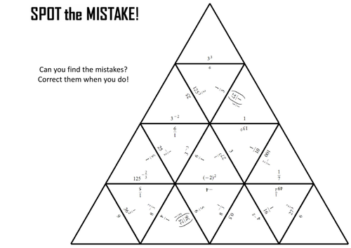 Evaluating Indices - Spot the Mistake | Teaching Resources