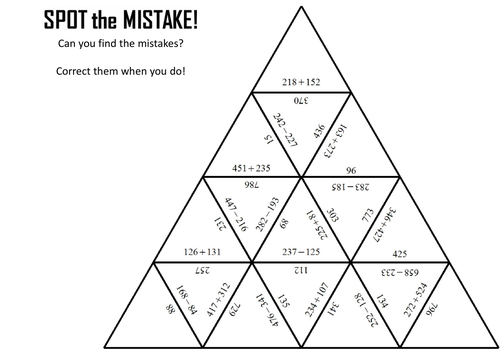 Adding & Subtracting 2 & 3 Digit Integers - Spot the Mistake | Teaching ...