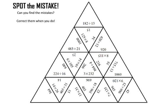 Multiplying & Dividing 2 & 3 Digit Integers - Spot the Mistake ...