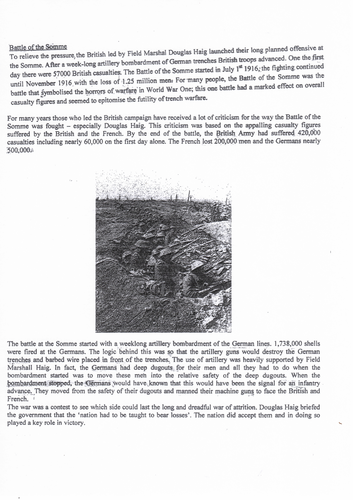 Attempts of Breaking the stalemate - World War 1 | Teaching Resources