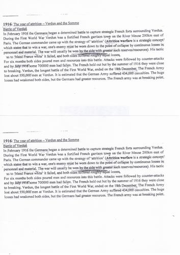 Attempts of Breaking the stalemate - World War 1 | Teaching Resources