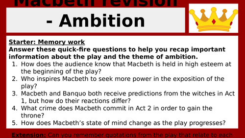 Ambition in Macbeth - Exam practice #exam #revision #outstanding ...