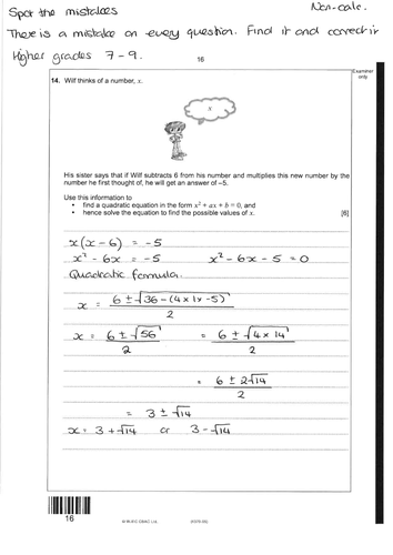 Spot the Mistake Maths Revision 7 - 9 | Teaching Resources