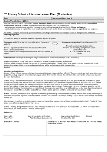 Outstanding Y3/4 Computing Interview Lesson - Algorithms | Teaching ...