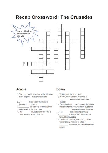Crusades Crossword | Teaching Resources