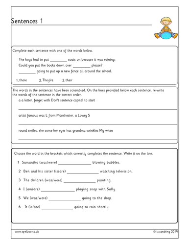 Homophones, sentences, verb/tense agreement | Teaching Resources