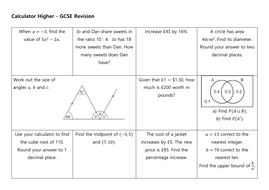 GCSE Calculator Revision Mats: Higher and Foundation by mrsmorgan1 ...
