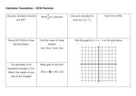 GCSE Calculator Revision Mats: Higher and Foundation by mrsmorgan1 ...