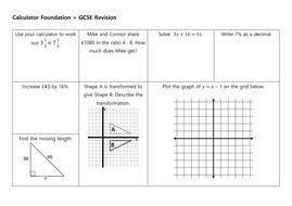 GCSE Calculator Revision Mats: Higher and Foundation | Teaching Resources