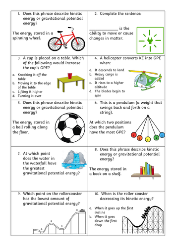 Gravitational potential and kinetic energy observed lesson | Teaching ...