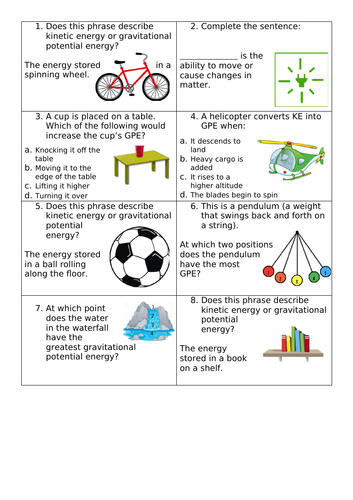 Gravitational potential and kinetic energy observed lesson | Teaching ...