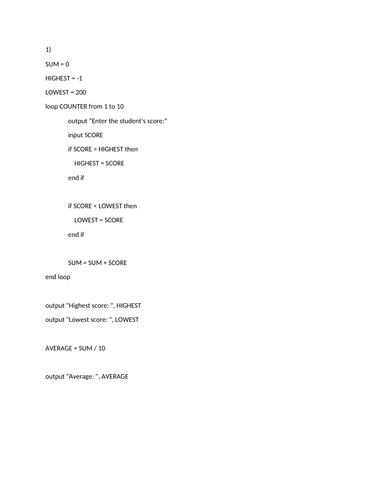 Computer Science Pseudocode Examples IBDP | Teaching Resources Computer Science Pseudocode Examples IBDP | Teaching Resources