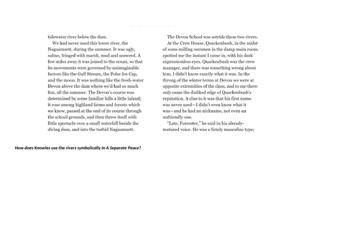 A Separate Peace- 8 extract exam questions (IGCSE Literature ...